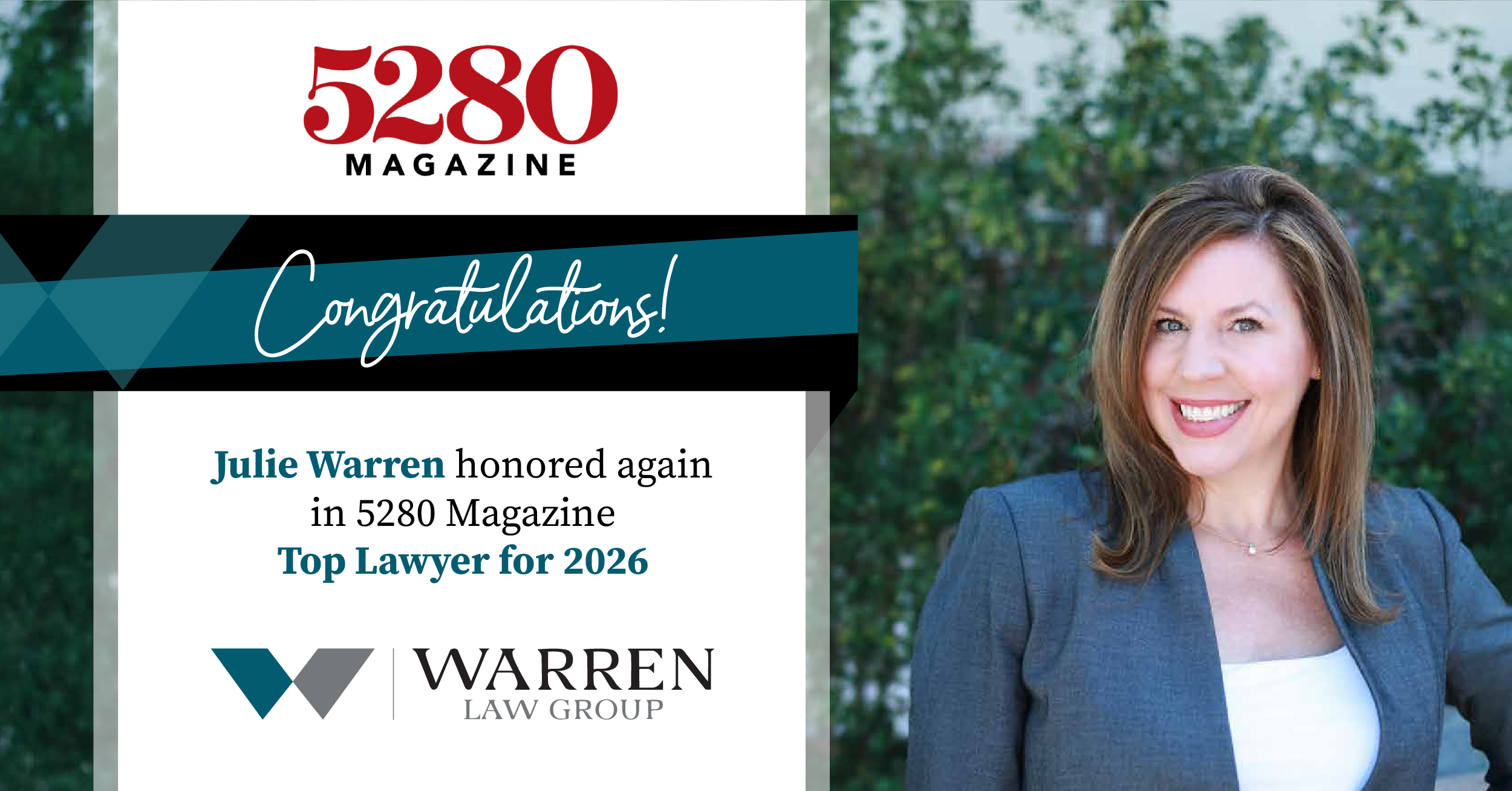 Julie Warren honored again in 5280 Magazine Top Lawyer for 2026 ...